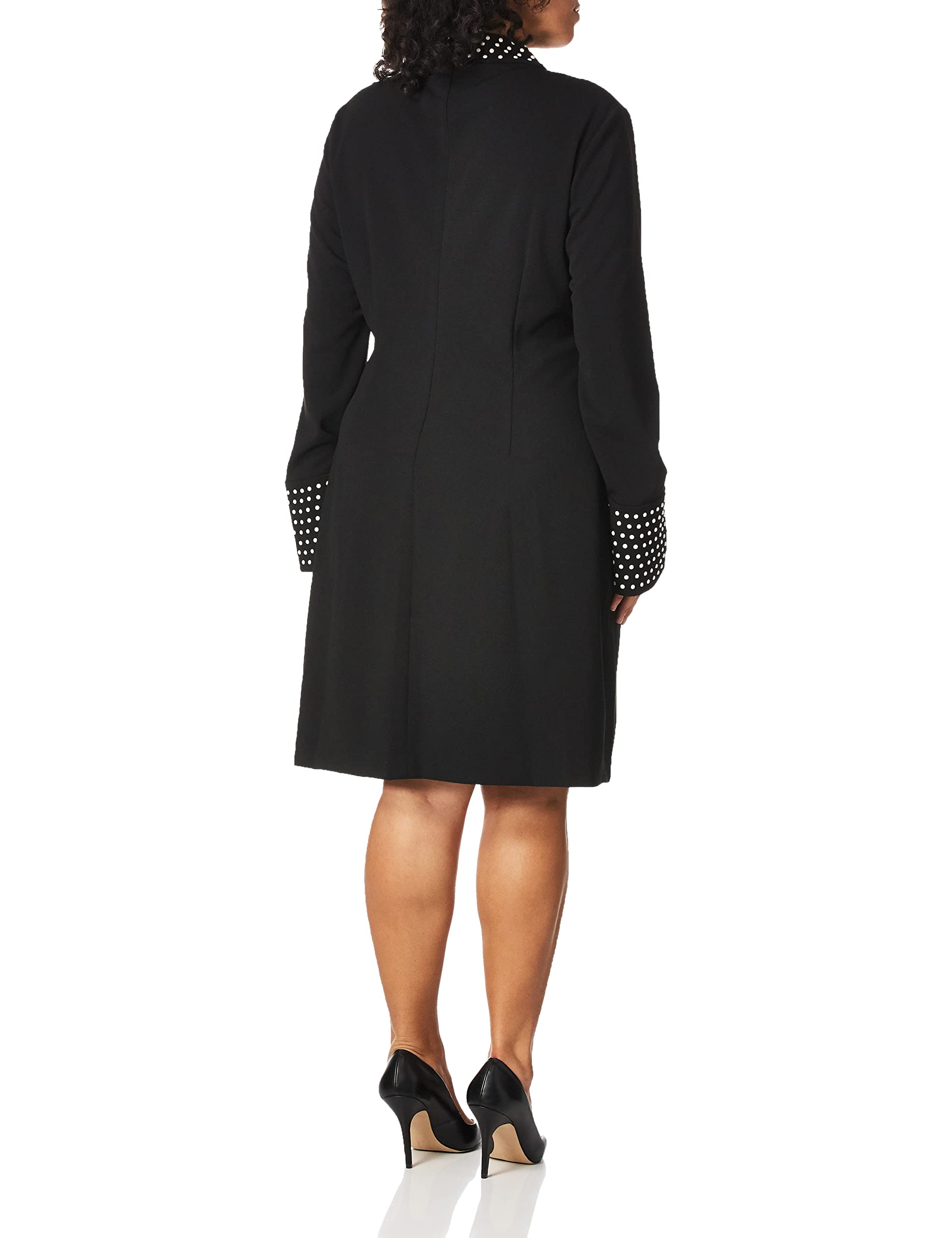 Karl Lagerfeld Paris Women's MOCK NECK BELL SLEEVE SHEATH DRESS, black, 2