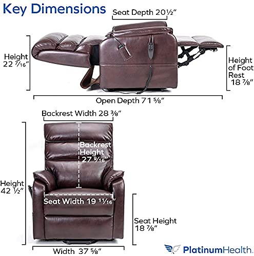 FirstClass™ Sleep-to-Stand Lift Chair 2.0, Sleeper Chair for Sleeping, Relaxation, Lay-Flat Recliner, 2 Motor for Independent Back and Foot Adjust, Recliner Massage Chair with Heat Included, Brown