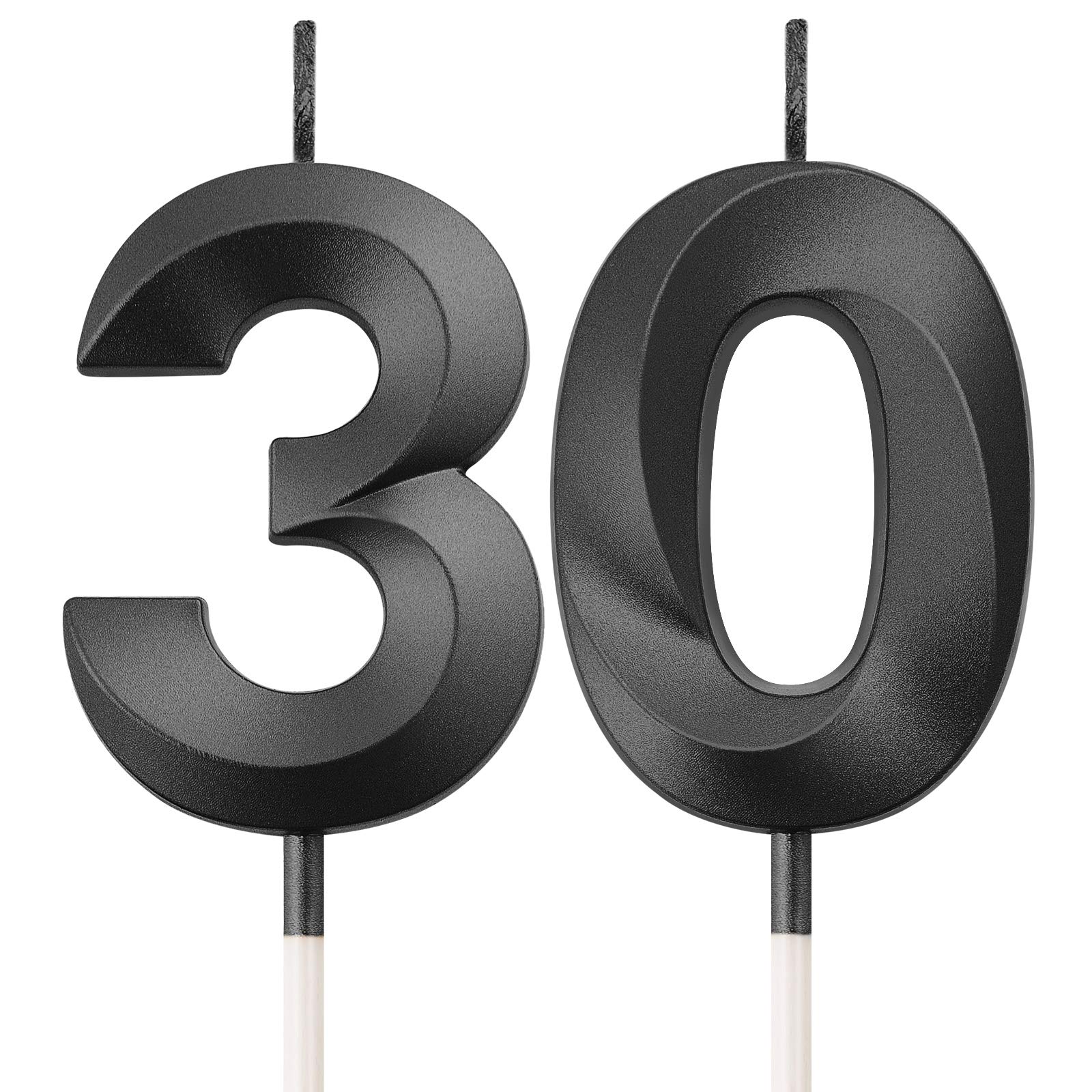 Birthday Candles Numeral Candles Cake Topper Decoration for Birthday Party Wedding Anniversary Celebration Supplies(Black,30th)