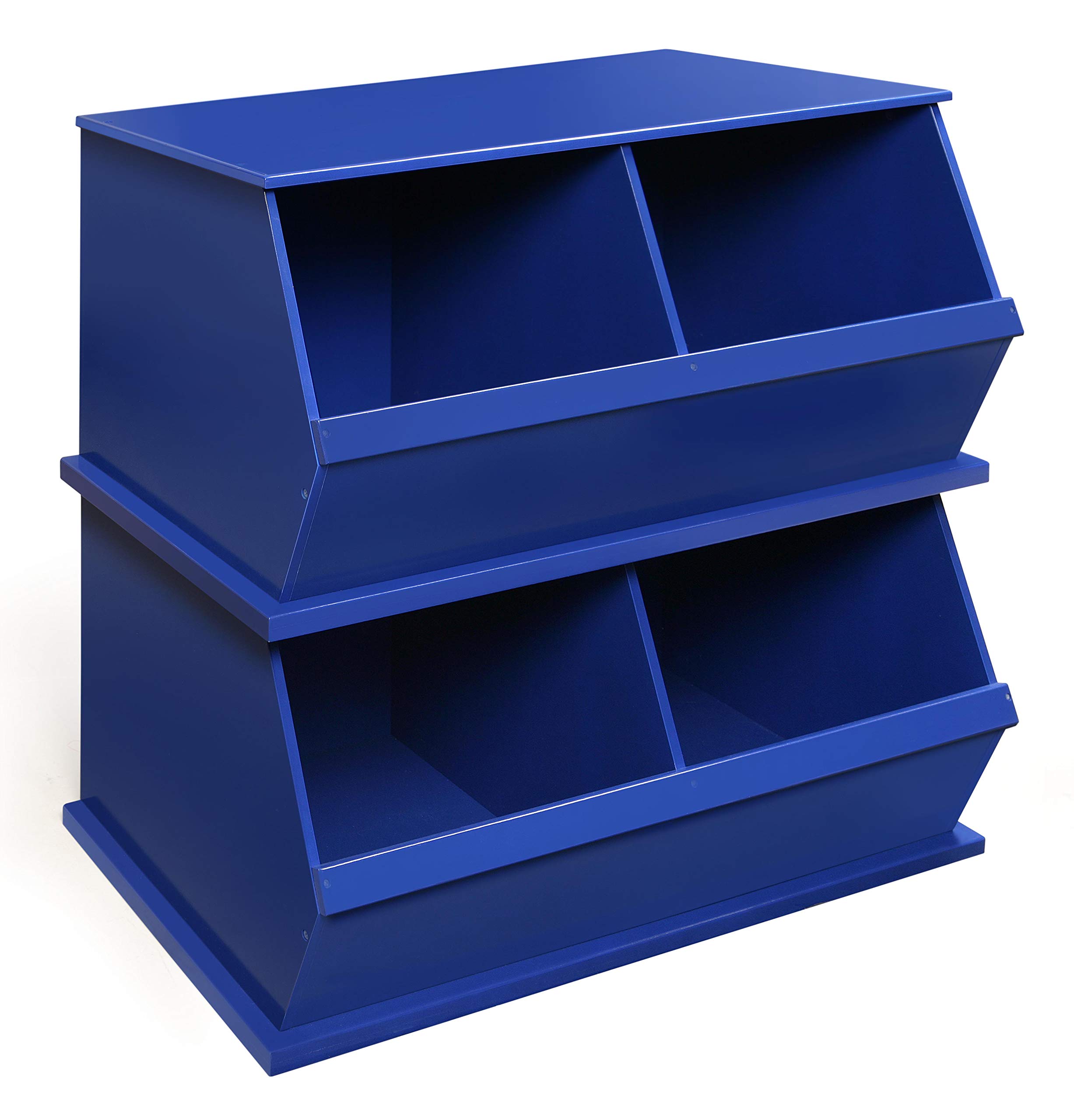 Stackable Wooden 2 Bin Open Storage Toy Organizing Cubby
