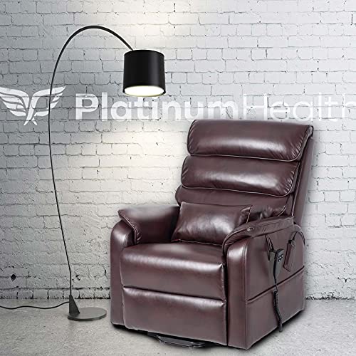FirstClass™ Sleep-to-Stand Lift Chair 2.0, Sleeper Chair for Sleeping, Relaxation, Lay-Flat Recliner, 2 Motor for Independent Back and Foot Adjust, Recliner Massage Chair with Heat Included, Brown