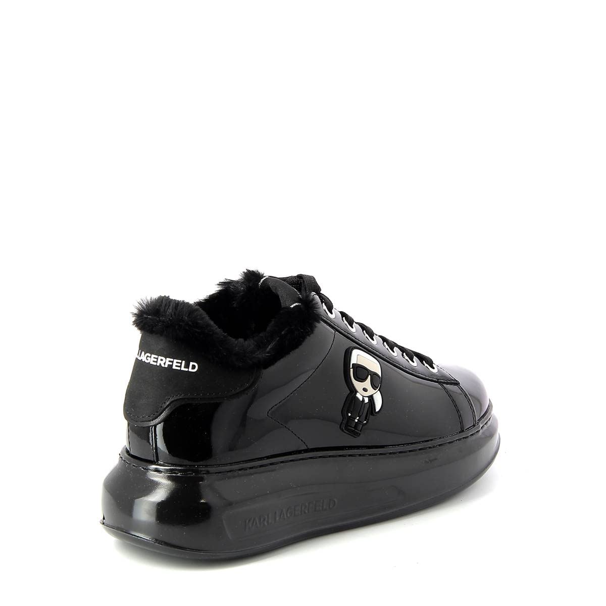 KARL LAGERFELD Kapri Ikon Shine Lo Lace Trainers Women's Black - 37 - Trainers Low Shoes, black, 7 US