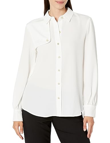Karl Lagerfeld Paris Women's Logo Sport Blouse, Soft White