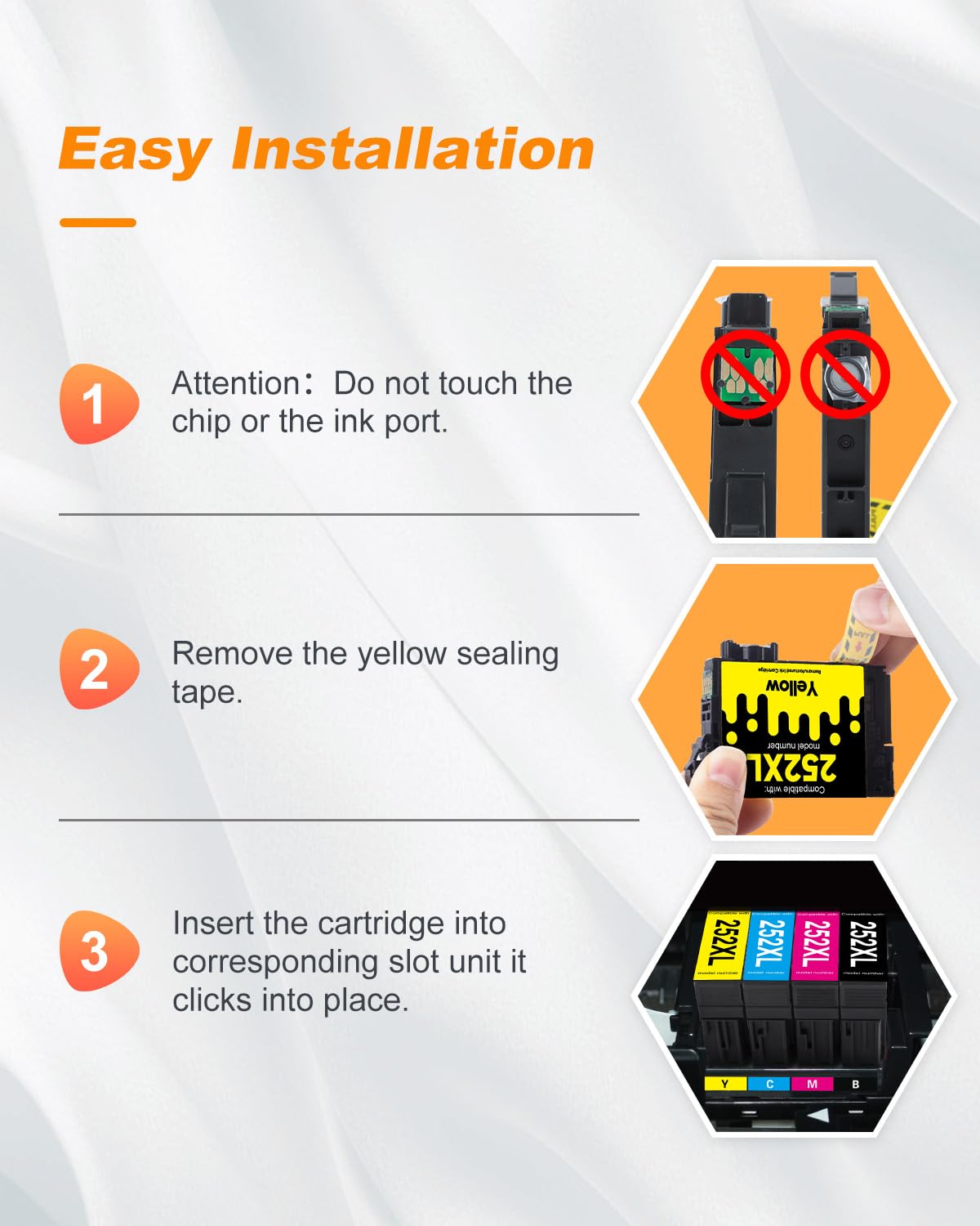 252 XL 252XL Ink Cartridges Remanufactured Replacement for Epson 252XL Ink Cartridges Combo Pack, T252 Ink Cartridges for Epson Printer WF-3640 WF-7720 WF-3620 WF-7710 WF-7620 WF-7610 WF-7210(4 Pack)