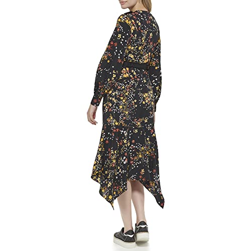 KARL LAGERFELD PARIS Women's Everyday Long Sleeve Sport Dress, BLK Multi, 6