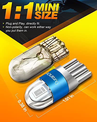 Ouranos 194 LED Bulb Blue No Polarity 168 T10 2825 LED Light Bulb for Car Interior Dome Map Door Courtesy License Plate Lights, Car Interior Atmosphere Blue Light Bulb