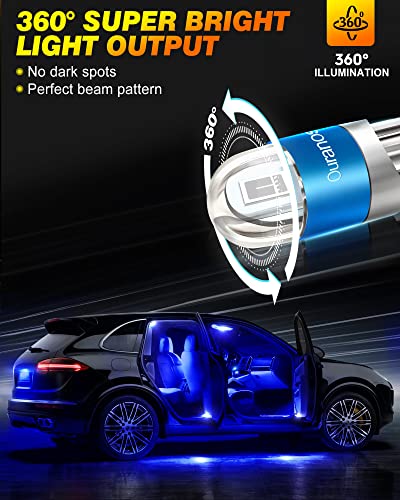 Ouranos 194 LED Bulb Blue No Polarity 168 T10 2825 LED Light Bulb for Car Interior Dome Map Door Courtesy License Plate Lights, Car Interior Atmosphere Blue Light Bulb