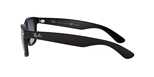 Ray-Ban unisex adult RB2132 New Wayfarer Polarized Sunglasses, Matte Black/Polarized Blue Gradient Grey, 55 mm US