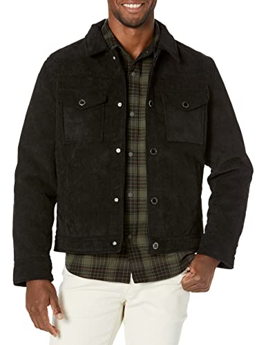 Karl Lagerfeld Paris Men's Faux Shearling Trucker Jacket, Sherpa Lined Black, XX-Large