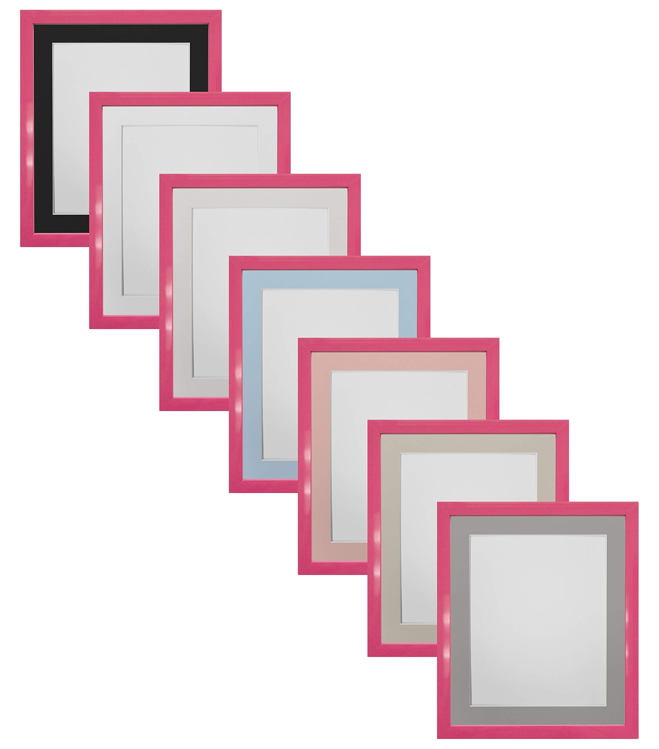 FRAMES BY POST 0.75 Inch Pink Picture Photo Frame With Pink Mount 50 x 40 cm Image Size 16 x 12 Inch Plastic Glass