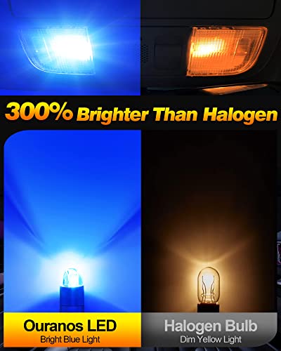 Ouranos 194 LED Bulb Blue No Polarity 168 T10 2825 LED Light Bulb for Car Interior Dome Map Door Courtesy License Plate Lights, Car Interior Atmosphere Blue Light Bulb