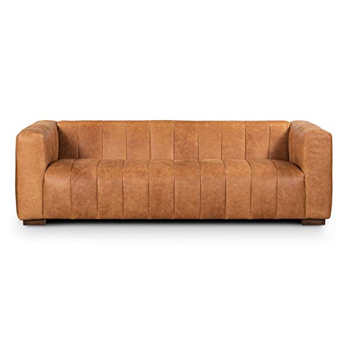 POLY & BARK Canale 86" Sofa in Full-GrainΒ Pure-Aniline Italian Leather, Cognac Tan