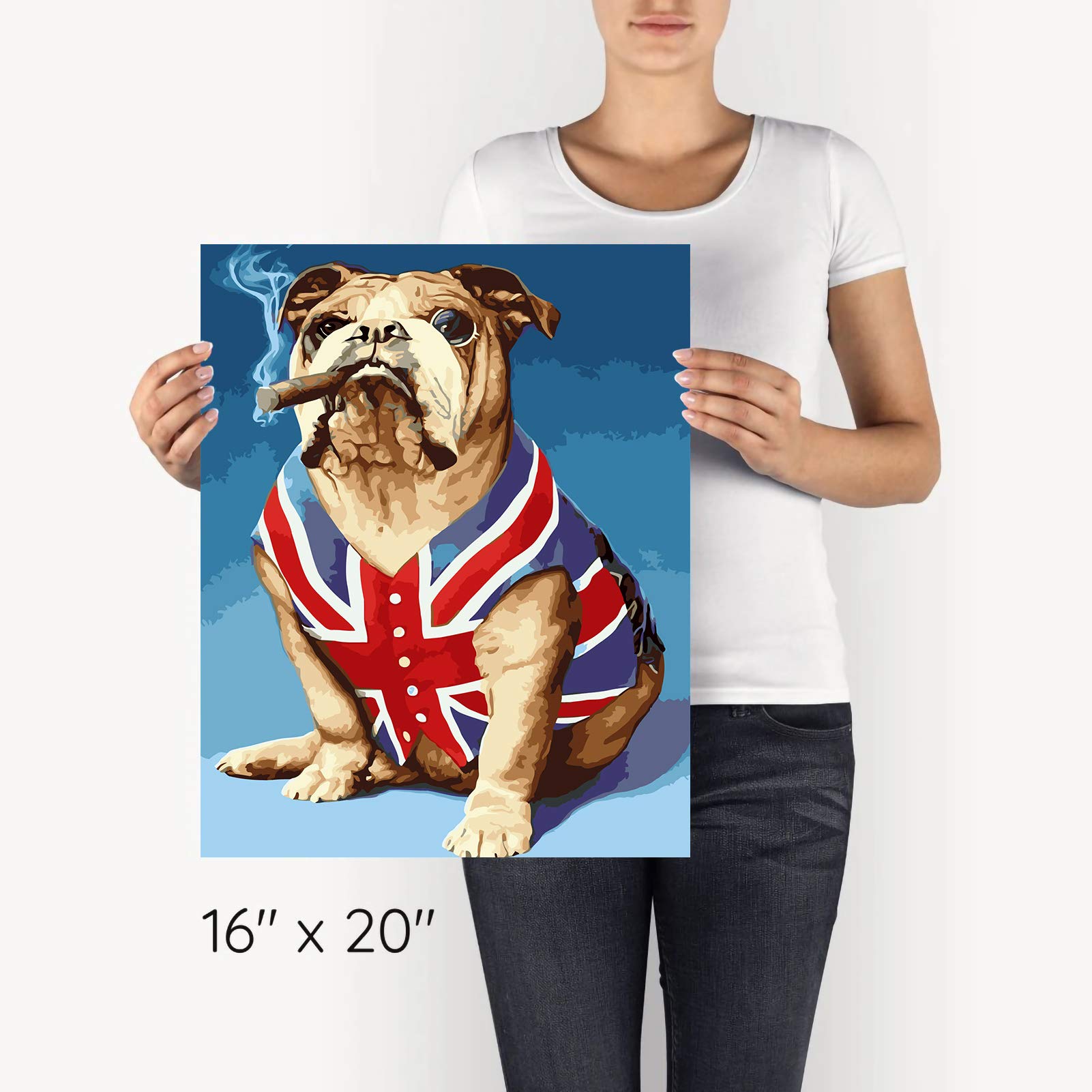 Kealux Paint by Numbers Animals Kits 40cm x 50cm Canvas, DIY Acrylic Painting for Adults and Kids with Paints, Brushes Dog Without Frame