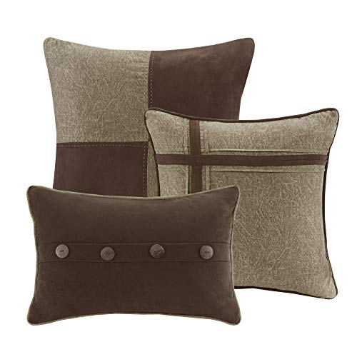 Madison Park Boone Cozy Comforter Set, Faux Suede, Deluxe Hotel Styling All Season Down Alternative Bedding Matching Shams, Decorative Pillow, King (104 in x 92 in), Rustic Brown 7 Piece