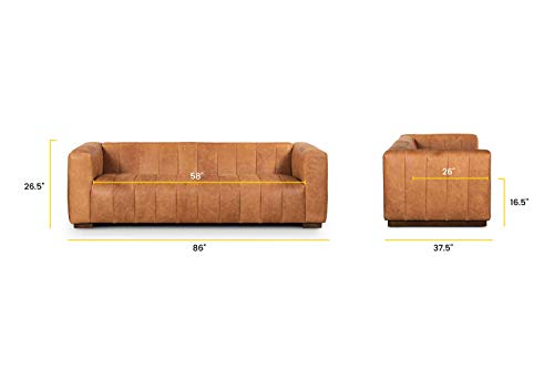 POLY & BARK Canale 86" Sofa in Full-GrainĀ Pure-Aniline Italian Leather, Cognac Tan