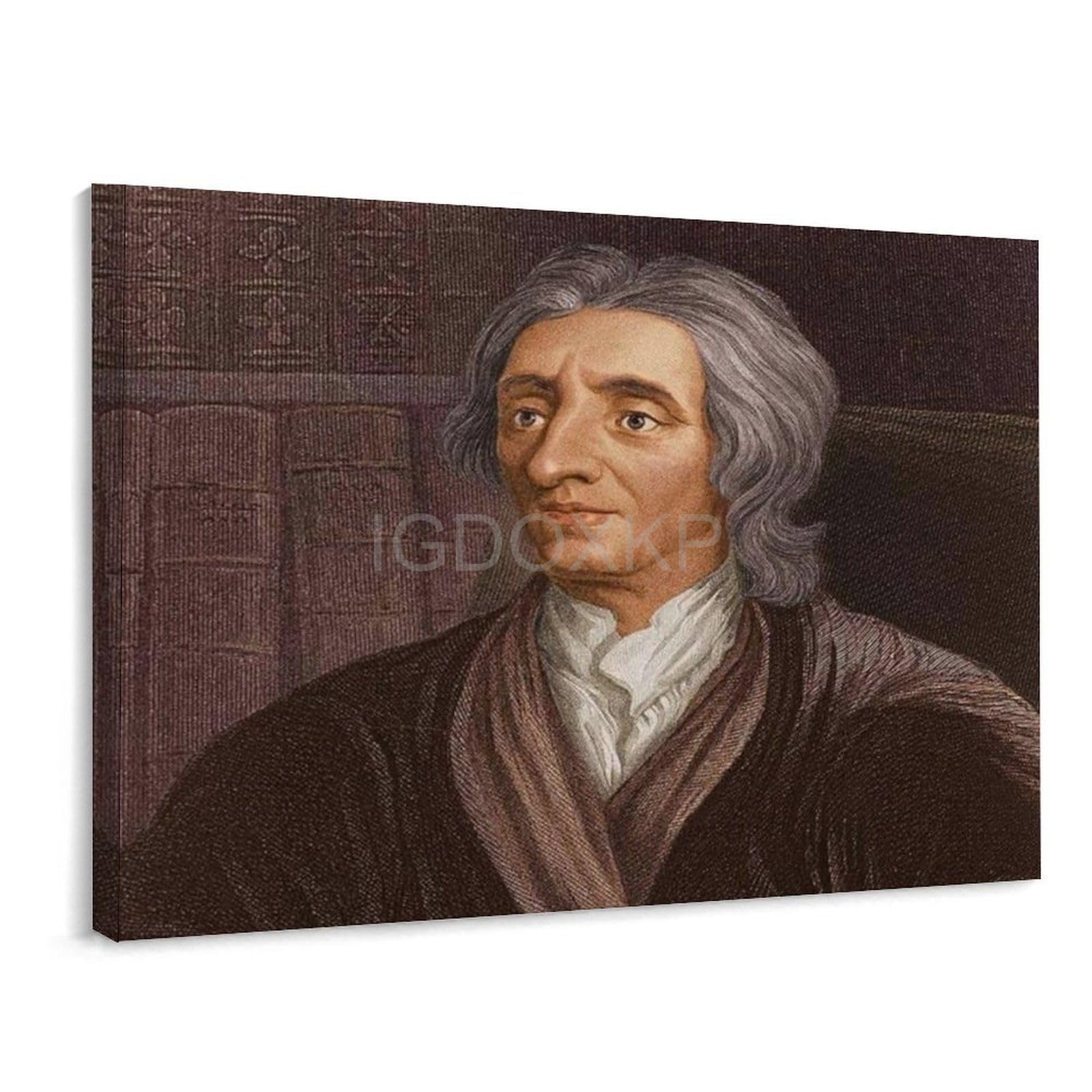 SAEYZ John Locke Famous British Philosopher Portrait Vintage Painting Art Poster (3) Canvas Poster Bedroom Decor Office Room Decor Gift Frame-style 20x16inch(50x40cm)