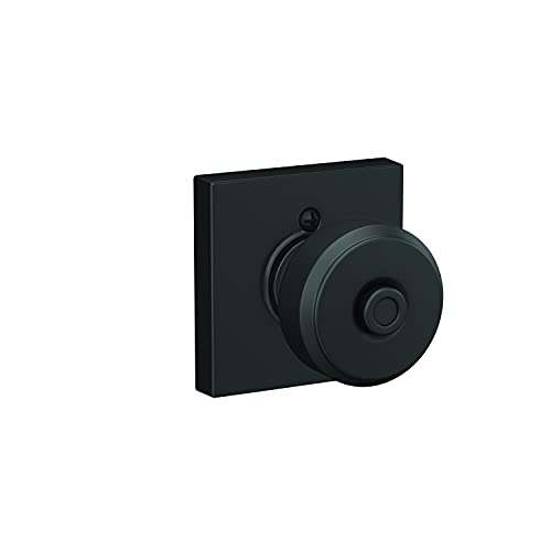 SCHLAGE F40 BWE 622 COL Bowery Knob with Collins Trim Bed & Bath Privacy Door Lock, Matte Black