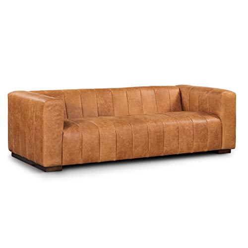 POLY & BARK Canale 86" Sofa in Full-GrainĀ Pure-Aniline Italian Leather, Cognac Tan