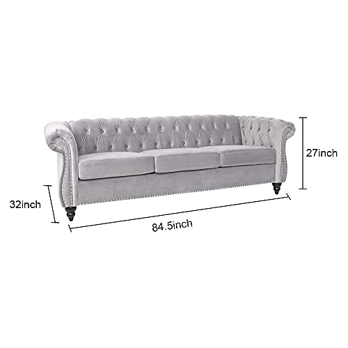 NOSGA Large Sofa, Modern 3 Seater Couch Furniture, Three-seat Sofa Classic Tufted Chesterfield Settee Sofa Tufted Back for Living Room