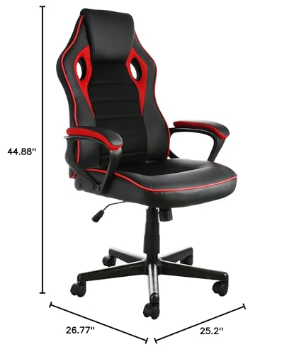 Elama Adjustable Swivel Base Office/Gaming Chair (Red)