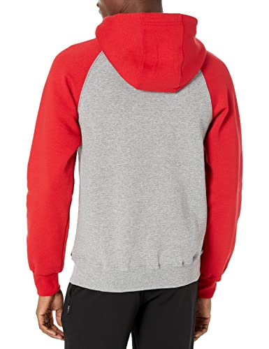 Russell Athletic Mens Dri-Power Pullover Fleece Hoodie Hoody, Color Block - Oxford/True Red, XX-Large US