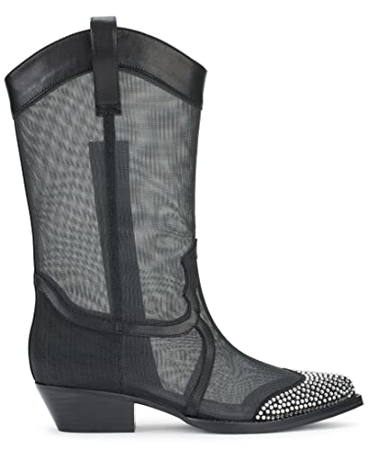Karl Lagerfeld Paris Women's Lakota Western Boot Pump, Black, 9