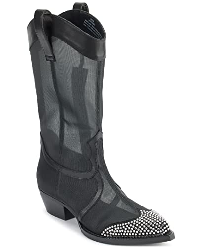 Karl Lagerfeld Paris Women's Lakota Western Boot Pump, Black, 9