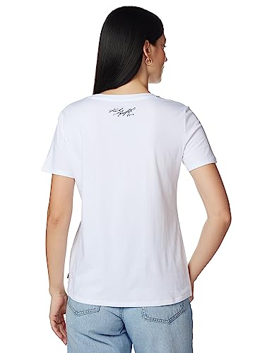 Karl Lagerfeld Paris womens Short Sleeve Sequin Eiffel Tower Tee T Shirt, Sequin Eiffel Tower White, Large US