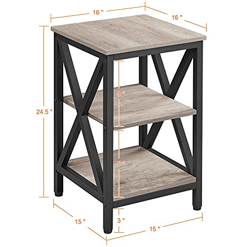 Yaheetech 3-Piece 47.5 in Lift Top Coffee Table and End Table Sets for Living Room, Large Lift Up Central Table with Hidden Compartment, 2pcs 3-Tier Side Table with Shelf, Accent Furniture Set, Gray