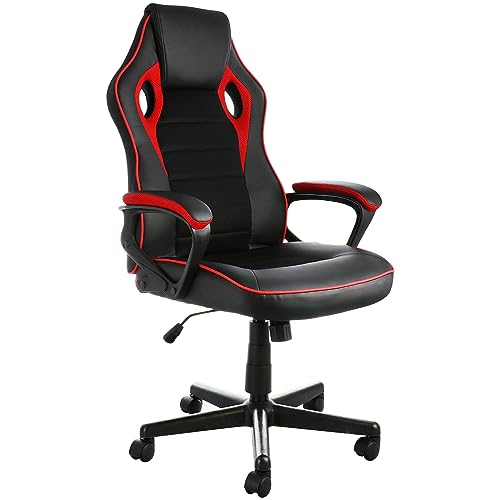Elama Adjustable Swivel Base Office/Gaming Chair (Red)