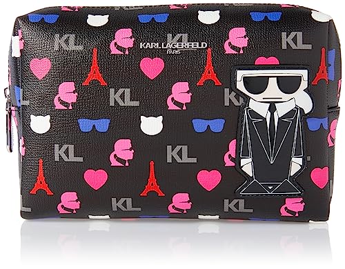 Karl Lagerfeld Paris Maybelle Cosmetic Bag, Black/Pink Multi