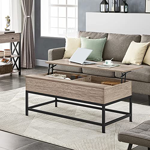 Yaheetech 3-Piece 47.5 in Lift Top Coffee Table and End Table Sets for Living Room, Large Lift Up Central Table with Hidden Compartment, 2pcs 3-Tier Side Table with Shelf, Accent Furniture Set, Gray