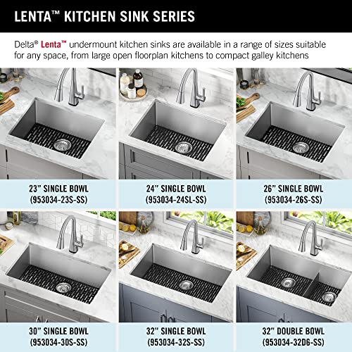 DELTA FAUCET Delta Lenta 30-inch Undermount 16 Gauge Stainless Steel Single Bowl Kitchen Sink with Accessories, 953034-30S-SS, Satin