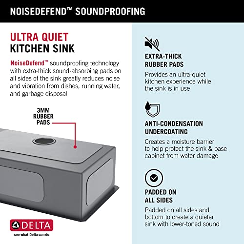 DELTA FAUCET Delta Lenta 30-inch Undermount 16 Gauge Stainless Steel Single Bowl Kitchen Sink with Accessories, 953034-30S-SS, Satin