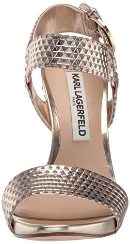 Karl Lagerfeld Paris Women's Cieone Dressy Heeled Sandal, Gold Triangle Metallic, 7.5