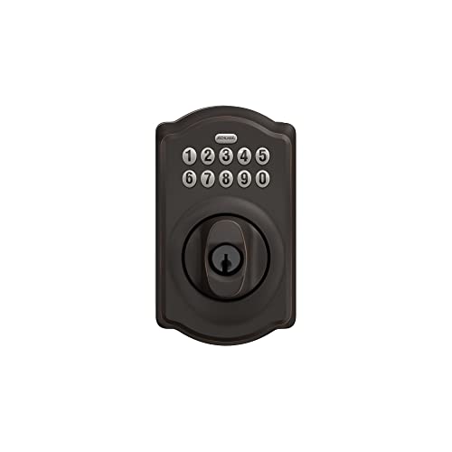 Schlage BE365 V CAM 716 Camelot Keypad Deadbolt, Electronic Keyless Entry Lock, Aged Bronze