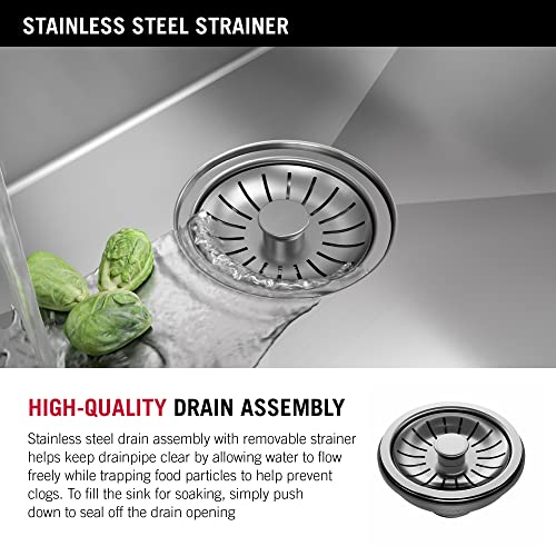 DELTA FAUCET Delta Lenta 30-inch Undermount 16 Gauge Stainless Steel Single Bowl Kitchen Sink with Accessories, 953034-30S-SS, Satin