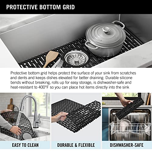 DELTA FAUCET Delta Lenta 30-inch Undermount 16 Gauge Stainless Steel Single Bowl Kitchen Sink with Accessories, 953034-30S-SS, Satin