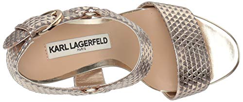 Karl Lagerfeld Paris Women's Cieone Dressy Heeled Sandal, Gold Triangle Metallic, 7.5