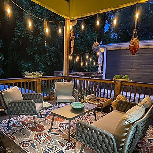PURPLE LEAF Patio Conversation Set 4 Pieces Aluminum Frame Rope Outdoor Patio Furniture with Coffee Table, All-Weather Modern Deep Seating Sofa Set, Outdoor Patio Set with Cushions, Ascona