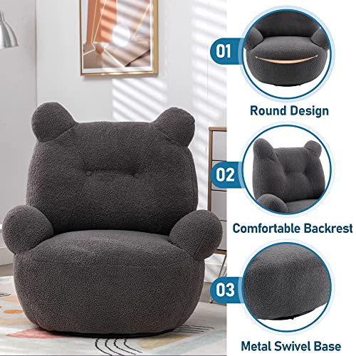 HAUSHECK Swivel Barrel Chair, Black