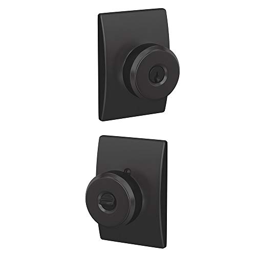 SCHLAGE F51A BWE 622 CEN Bowery Knob with Century Trim Keyed Entry Lock, Matte Black