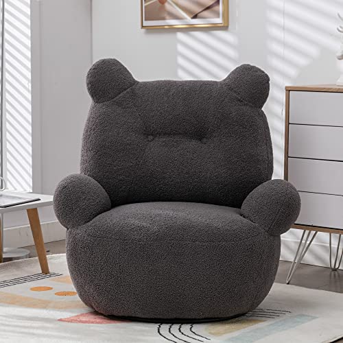 HAUSHECK Swivel Barrel Chair, Black