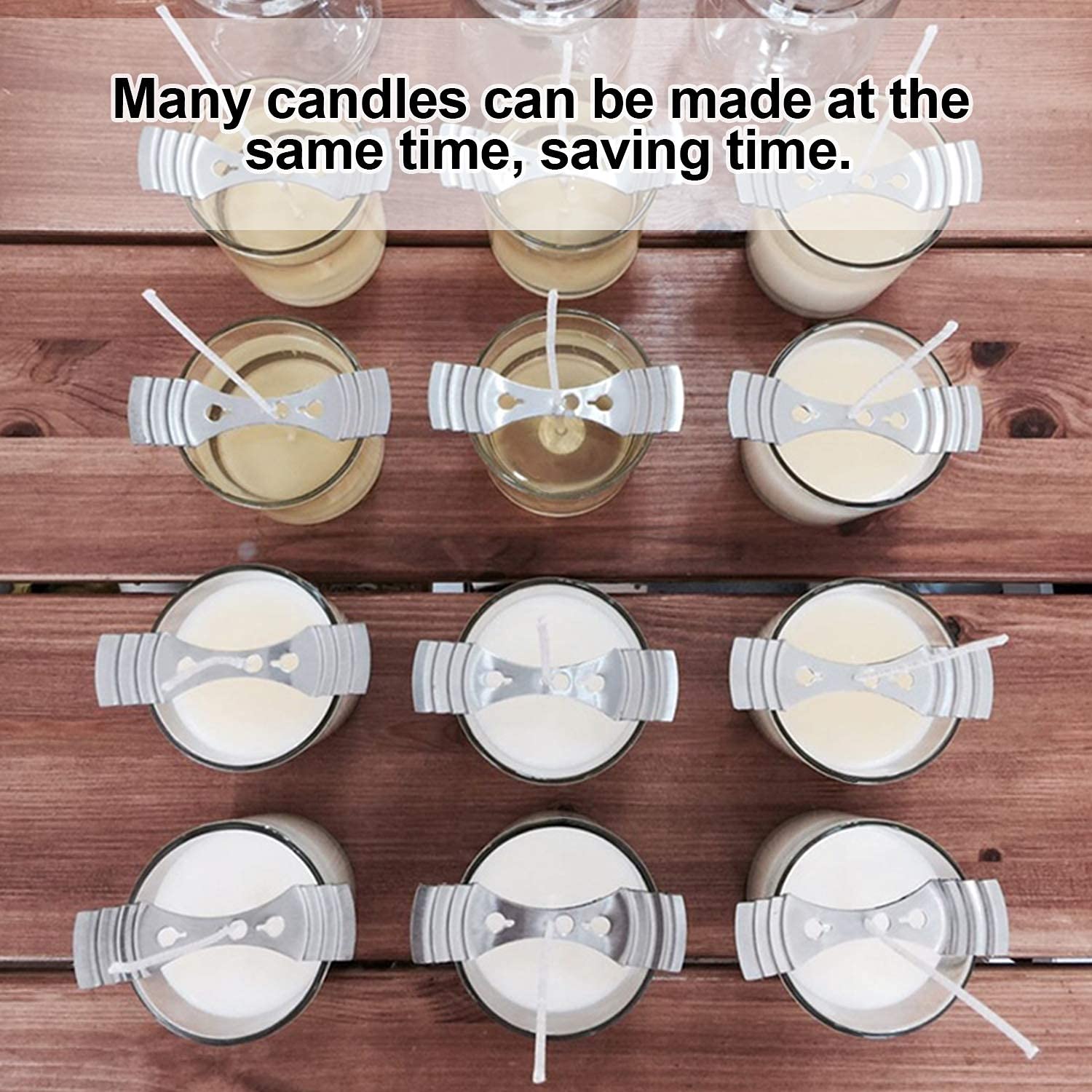 DINGPAI 20pcs Metal Candle Wick Centering Devices, Silver Stainless Steel Candle Wick Holder for Candle Making