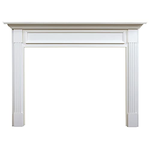 MANTELSDIRECT White 52 Inch x 41 Inch Wood Fireplace Mantel Surround Kit with Shelf and Trim | Klamath from Mantels Direct - Poplar Wooden Chimney Mantel Surround with Shelf