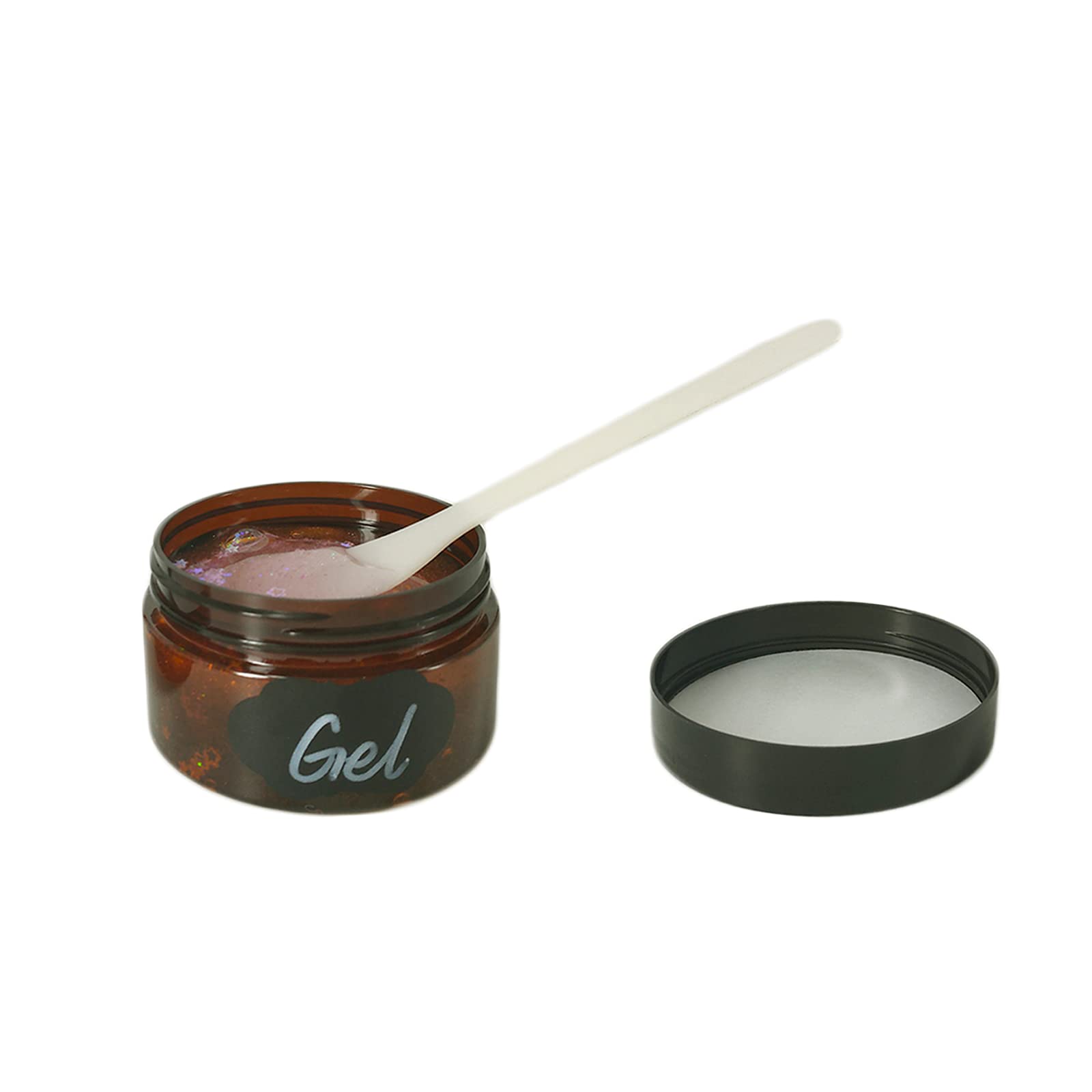 zmybcpack 24 Pack 2 OZ (60ml) Amber Plastic Jars With Lids, 12 Spatulas, A Pen, Labels - PET Storage Container for Cosmetic, Cream, Gel, Lotion-Beauty Travel Jars Plastic Slime Jars