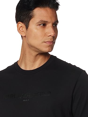 Karl Lagerfeld Paris mens Logo Short Sleeve Crew Neck T-shirt T Shirt, Black, Small US