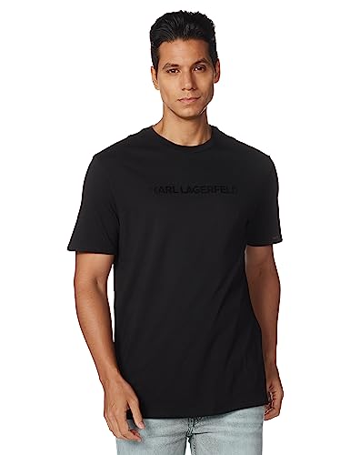 Karl Lagerfeld Paris mens Logo Short Sleeve Crew Neck T-shirt T Shirt, Black, Small US
