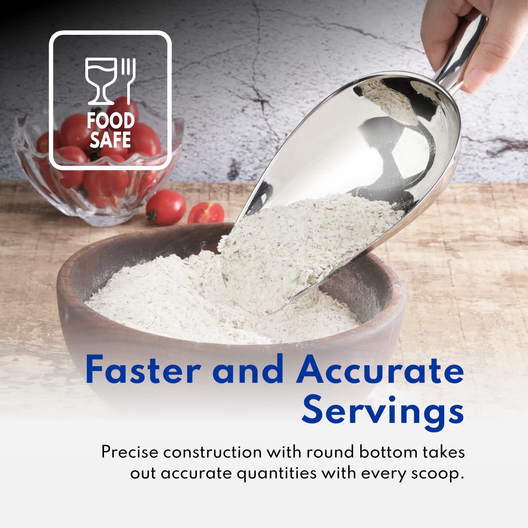 New Star Foodservice 1028508 Stainless Steel Bar Ice Flour Utility Scoop, 6-Ounce