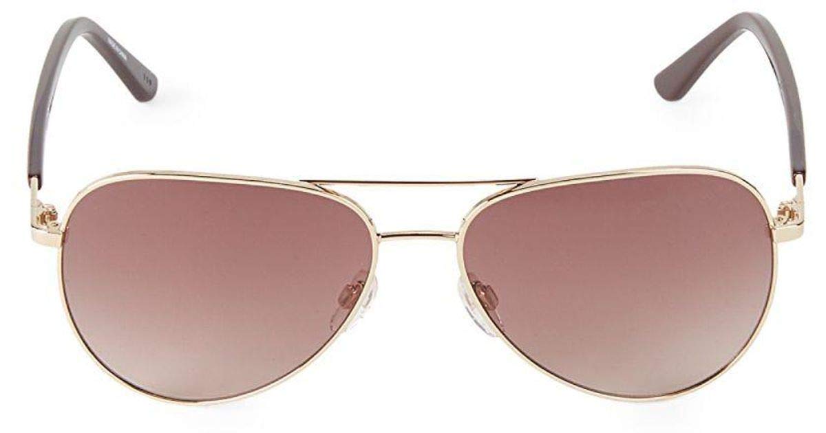 KARL LAGERFELD 57MM Goldtone Borde Aviator Womens Sunglasses, Style KL292S/Color Gold, Logo Arm Bars Embossed Hard Case, 100% UV Protection